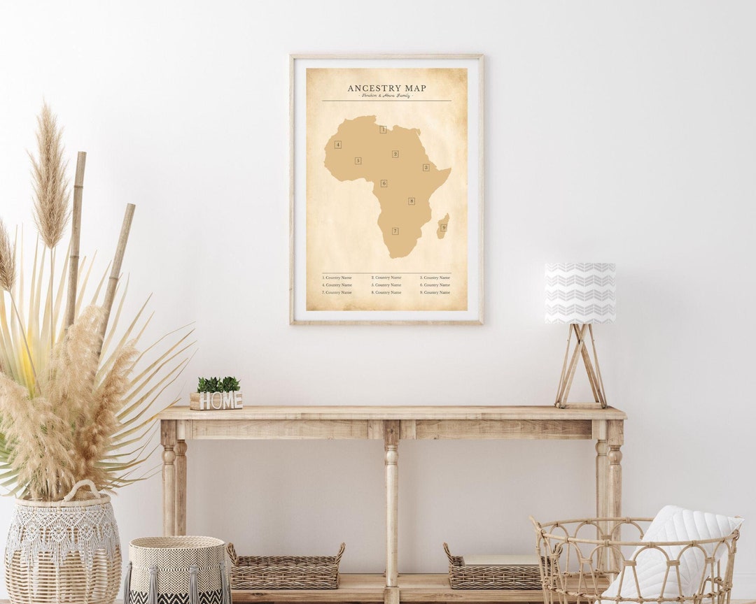 Ancestry Map Poster Template | Vintage Africa Map | Wall Art | DNA ...