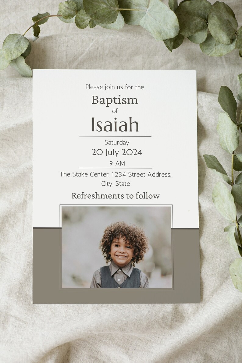 Isaiah | LDS Baptism Invitation Template – Instant Download – Editable ...