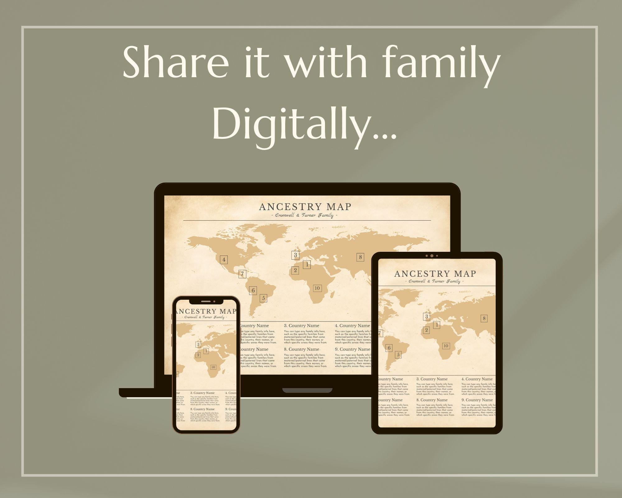 Detailed Ancestry Map Poster Template | Vintage World Map | Wall Art ...