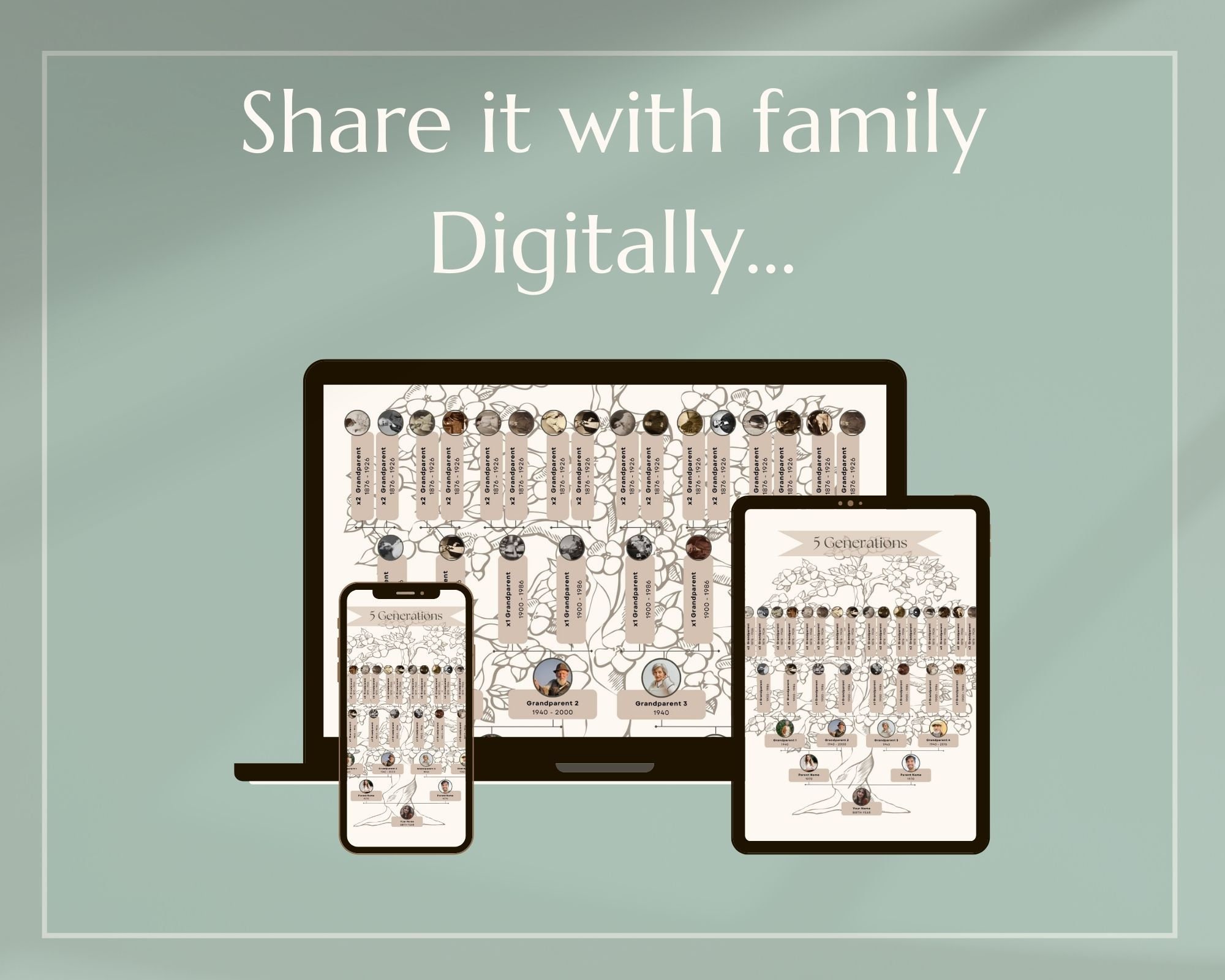 Family Tree Pedigree Page Template | 5 Generation Ancestry Chart ...