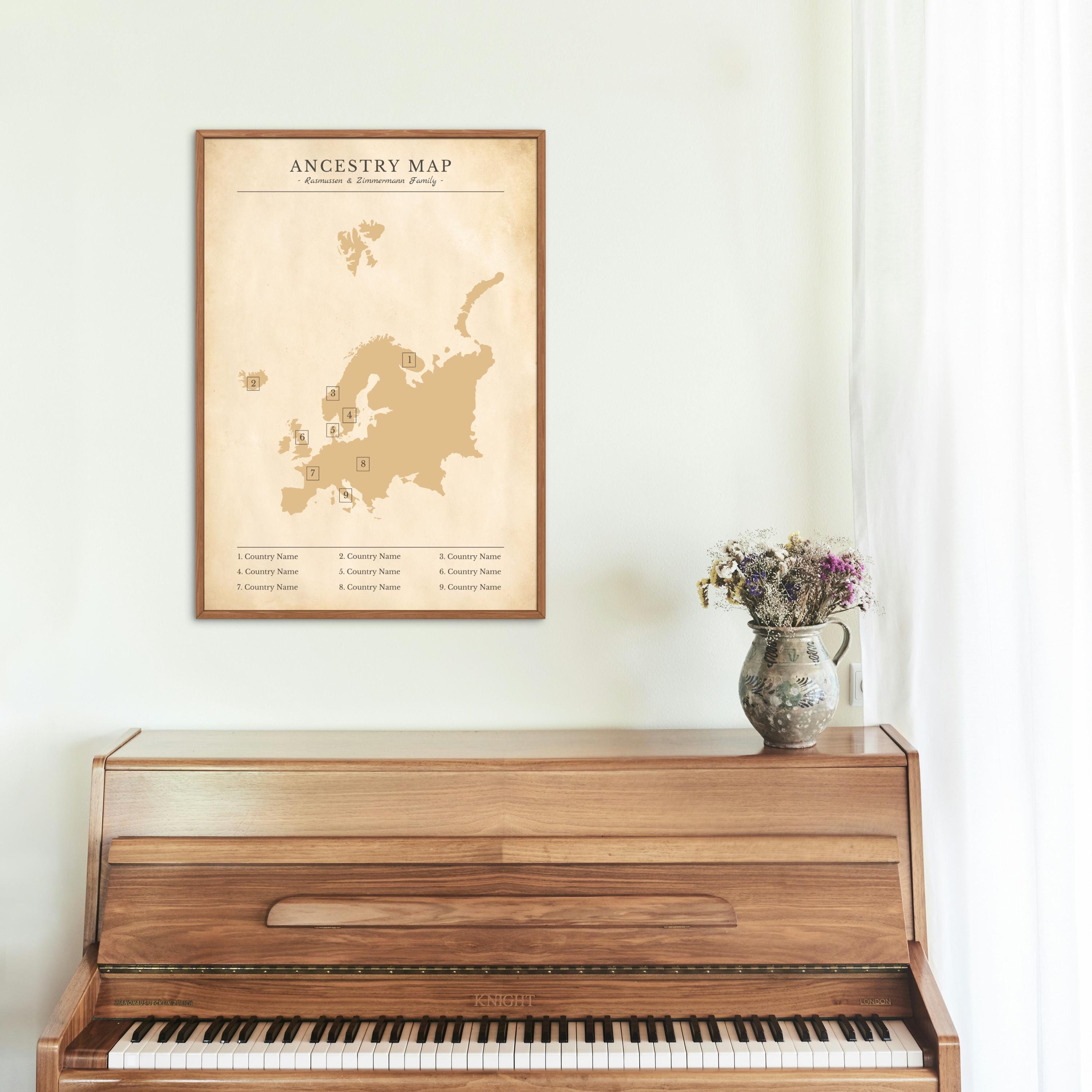 Ancestry Map Poster Template | Vintage Europe Map | Wall Art | Ancestry ...