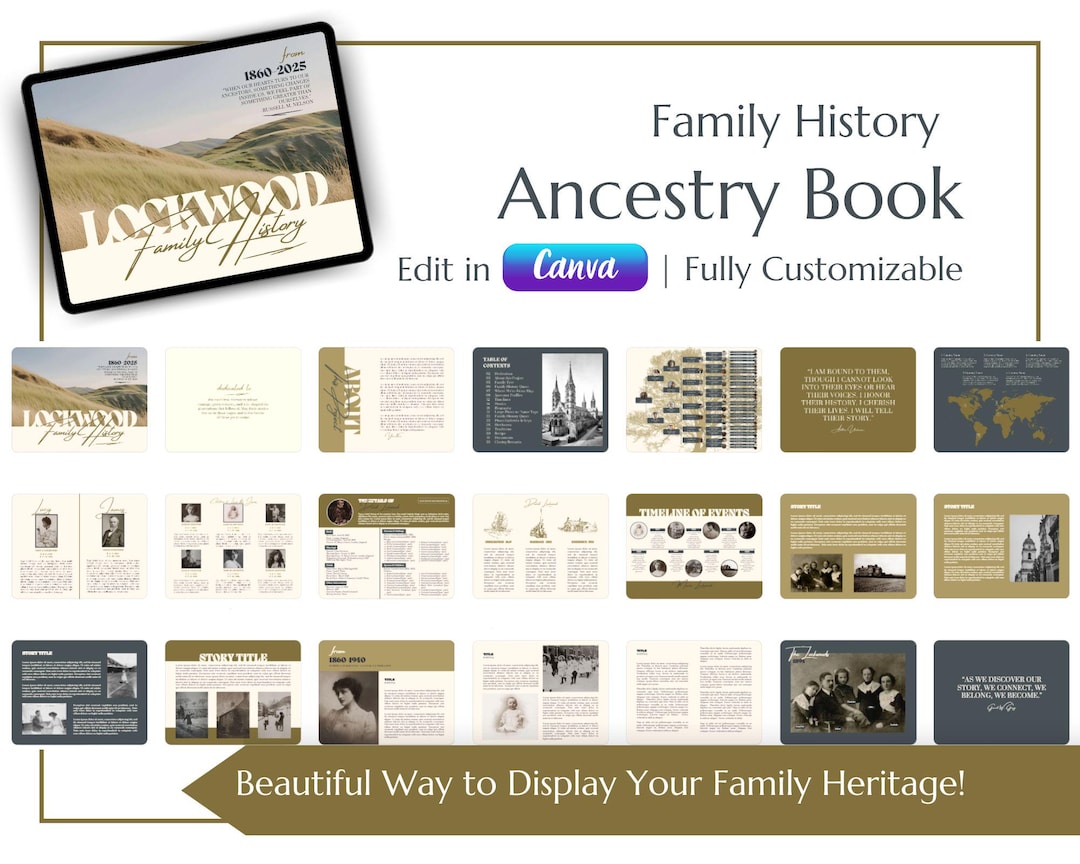 Modern Ancestry Book Template | Genealogy Gift – Instant Download ...