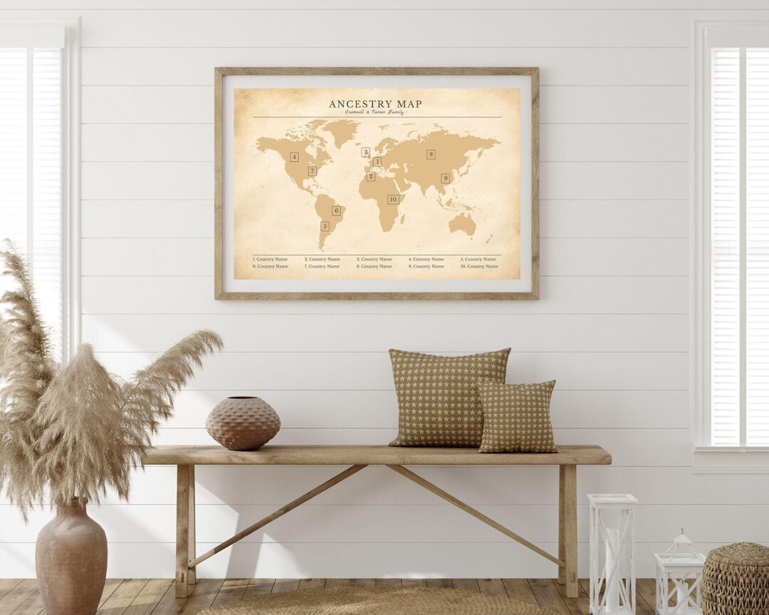 Ancestry Map Poster Template | Vintage World Map | Wall Art | Ancestry ...