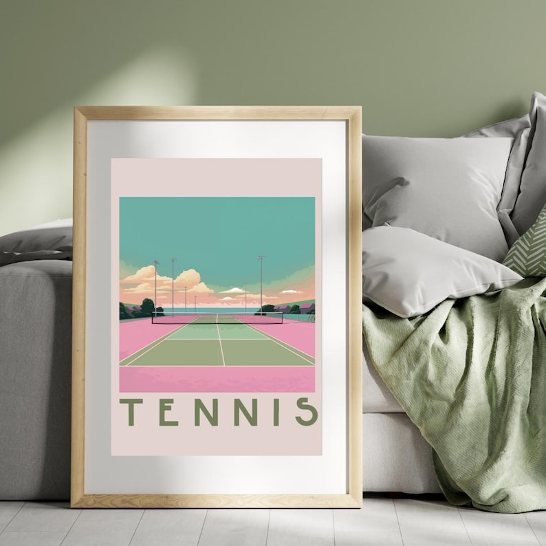 Retro Tennis Print Country Club Aesthetic Retro Sporty Tennis Wall Art ...
