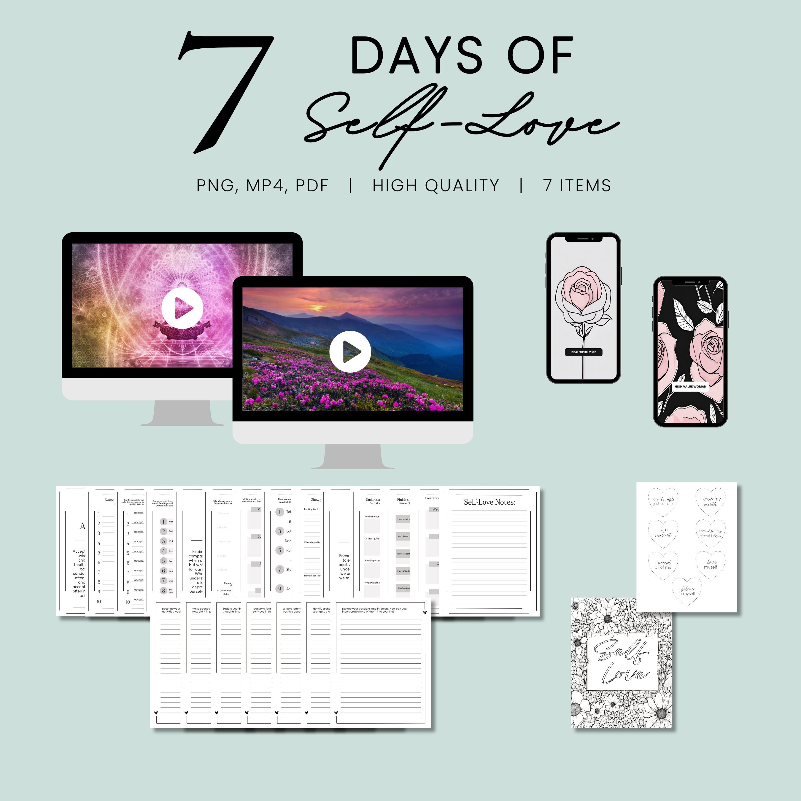 7 Days of Self-love Valentine's Day Gift for Self, Prompts, Coloring ...