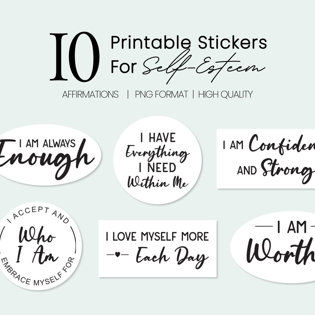 10 Printable Self-esteem Stickers DIY Positive Mindset Stickers ...