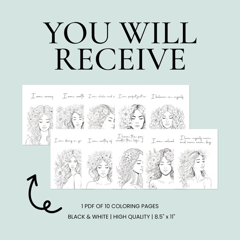 10 Self Esteem Affirmation Coloring Pages Adult Coloring - Etsy