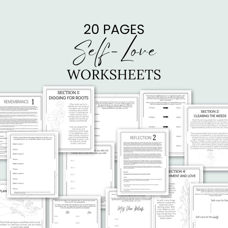 20 Pages Self Love Worksheet for Adults Fillable PDF, Ways to Love ...