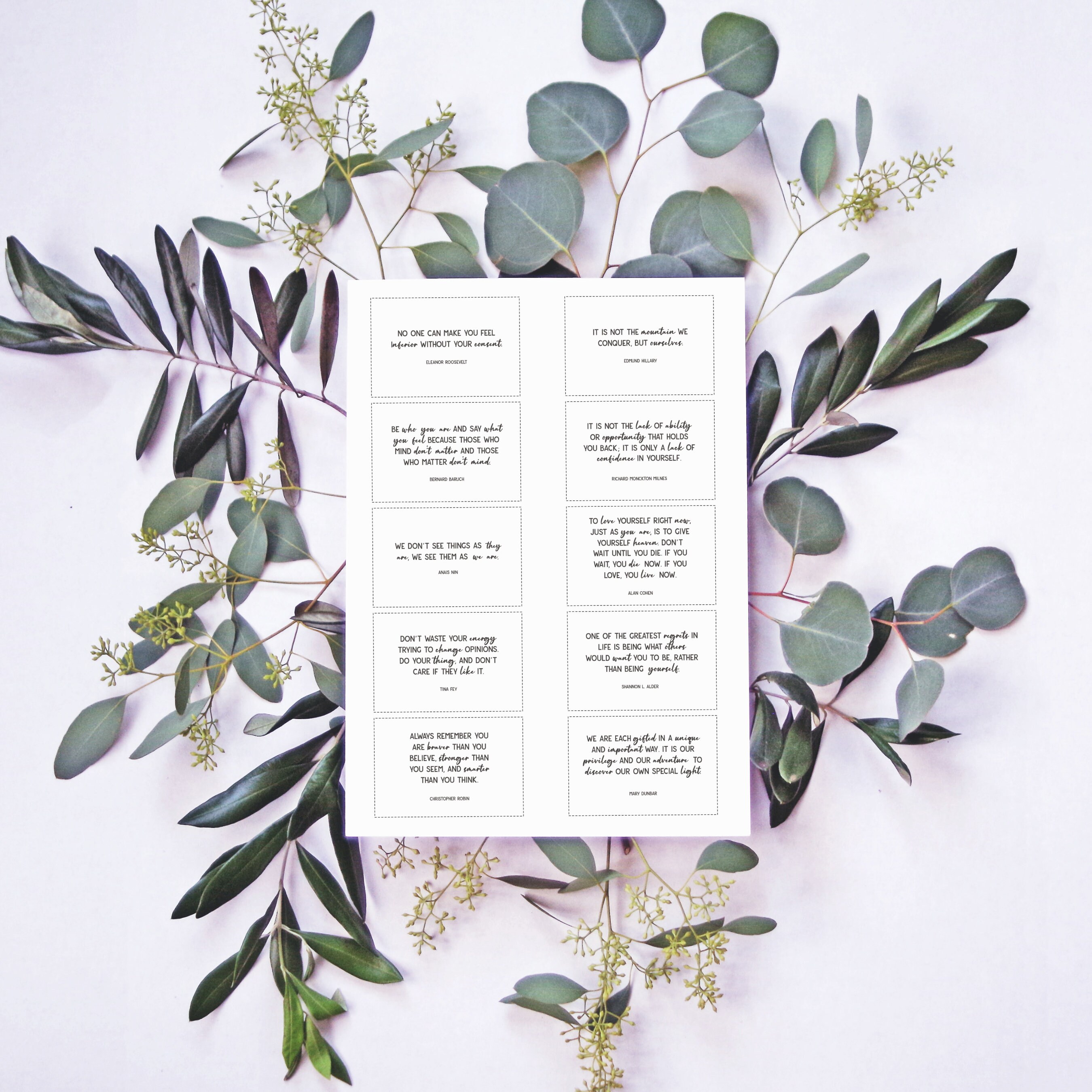 10 Printable Self-esteem Quote Cards DIY Self-empowerment Prints ...