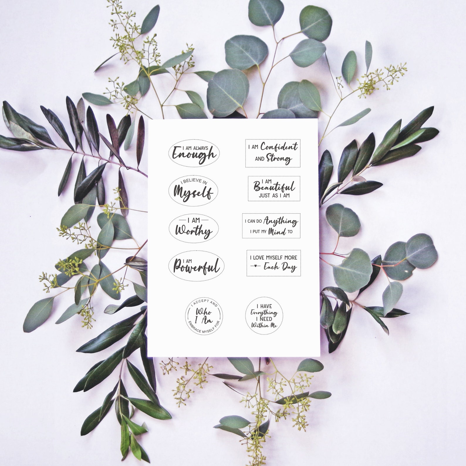 10 Printable Self-esteem Stickers DIY Positive Mindset Stickers ...