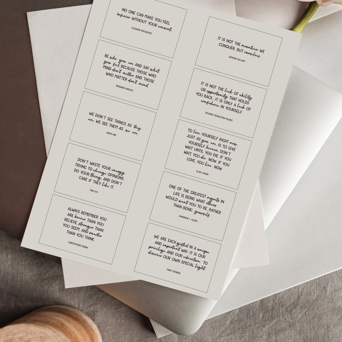 10 Printable Self-esteem Quote Cards DIY Self-empowerment Prints ...