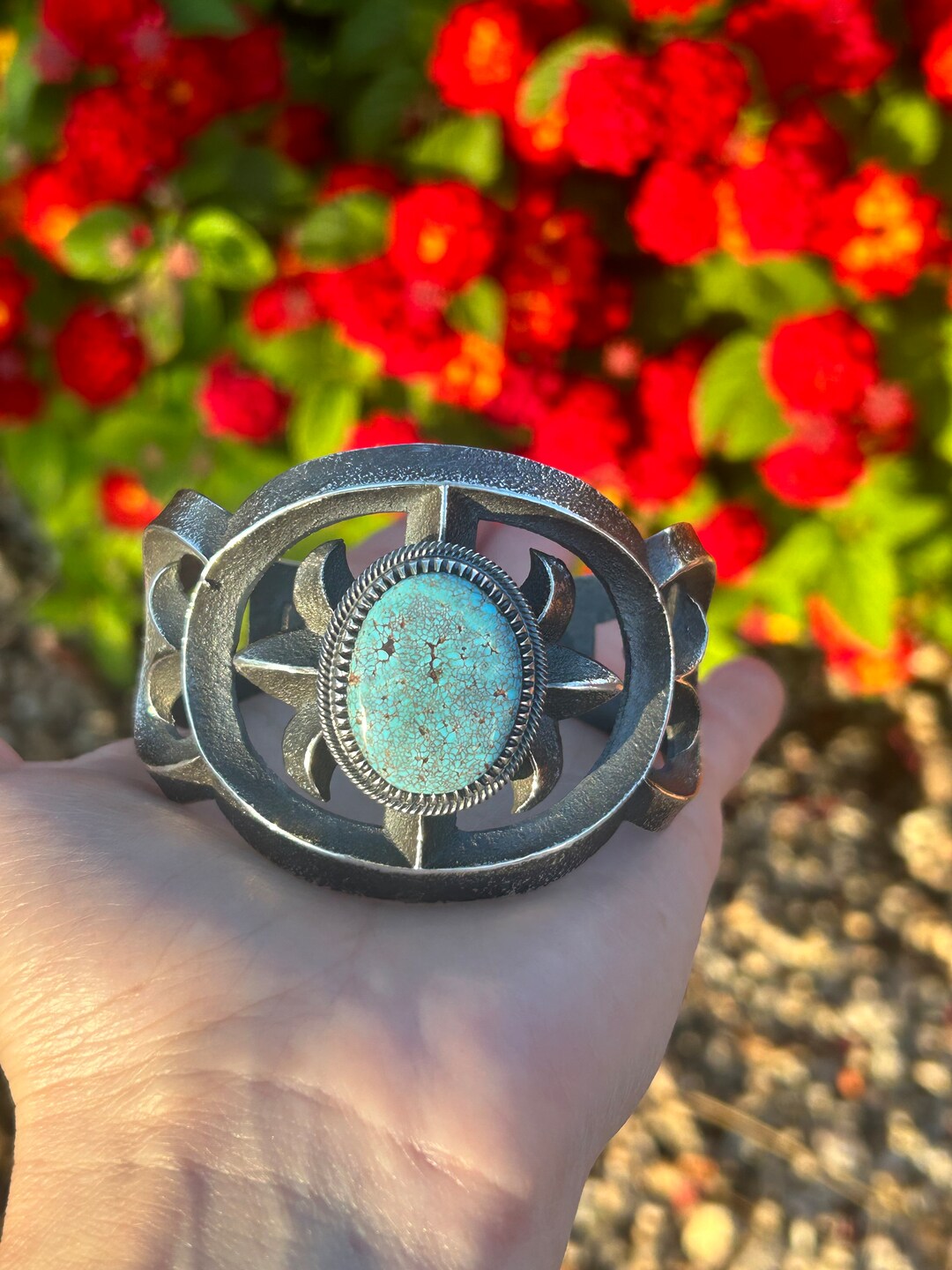 Blue Moon Spiderweb Turquoise Sterling Silver Sandcast - Etsy