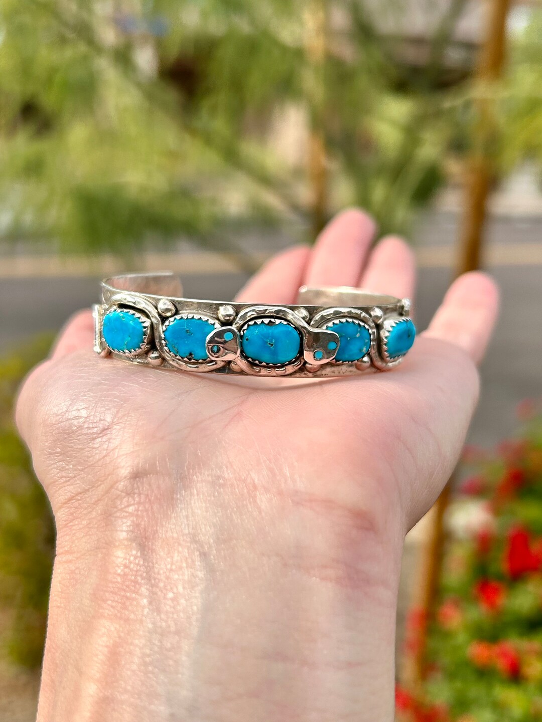 ZUNI Snake Turquoise Sterling Silver Zuni Cuff Bracelet Mens/womens We ...