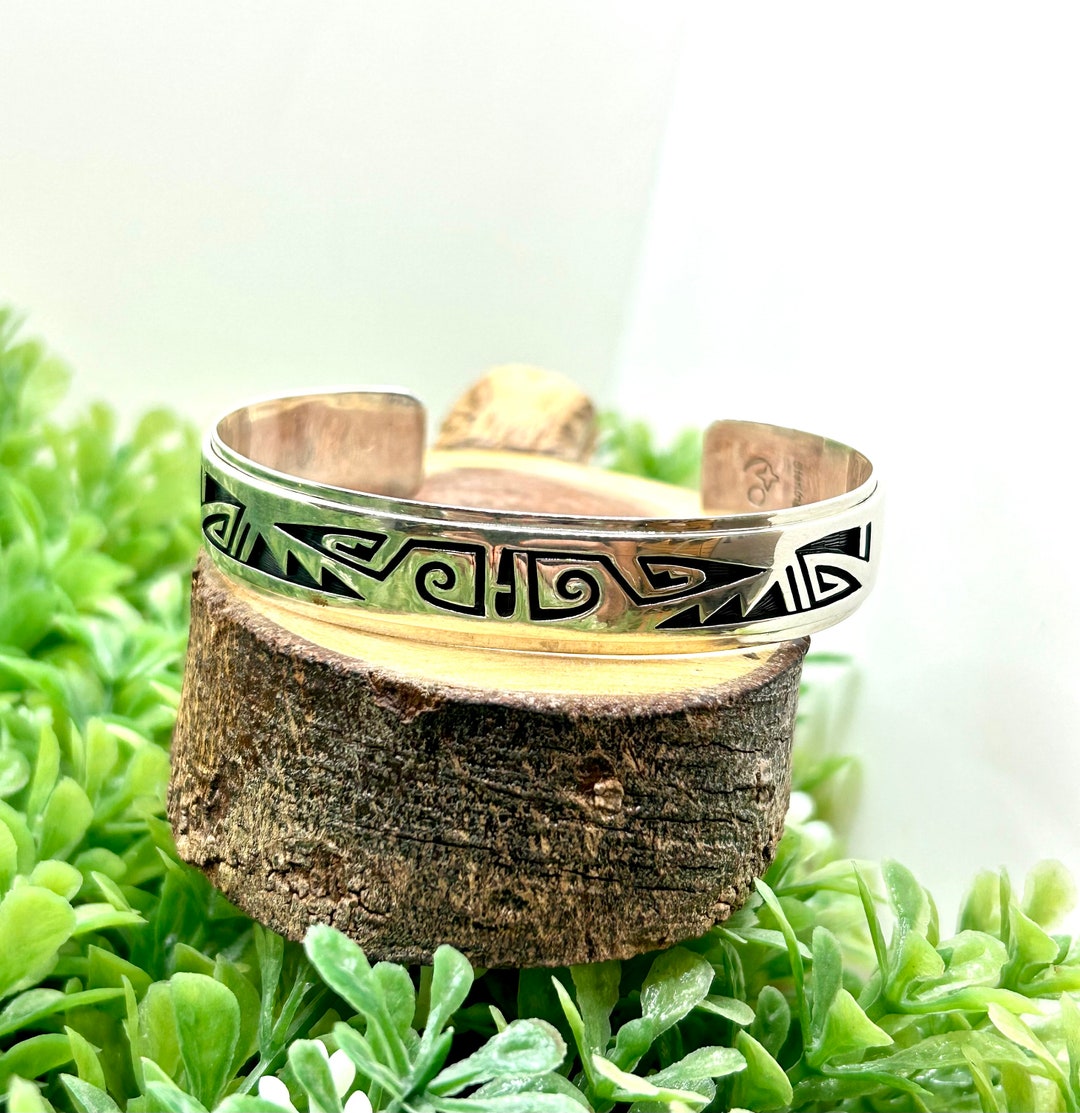 HOPI HANDMADE Symbols Womens Mens Sterling Silver Cuff Bracelet - Etsy