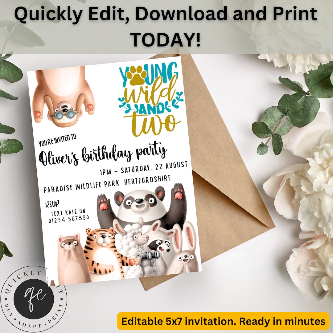 Two Year Old Invitation 2nd Birthday Downloadable Invites for Boys ...