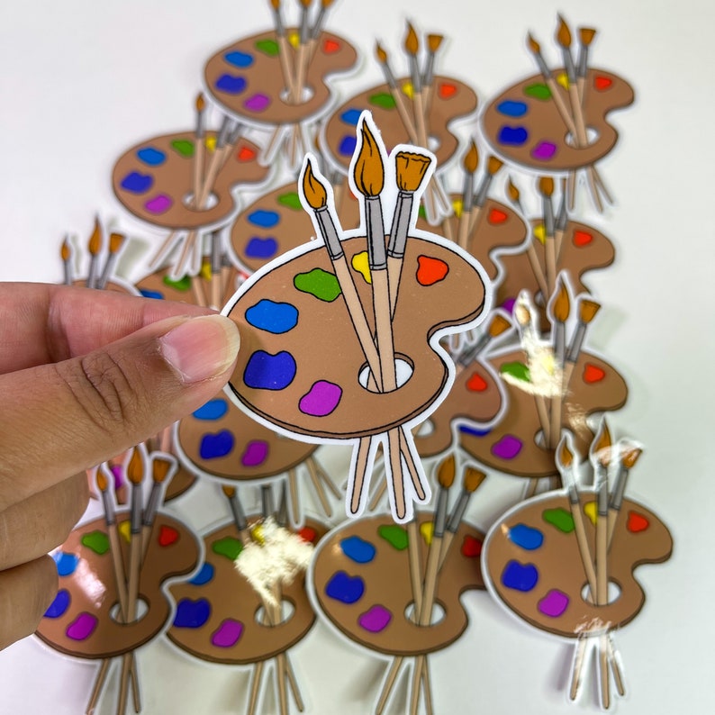 Paint Palette Sticker, Artist Palette, Artist Gift, Waterproof Sticker ...