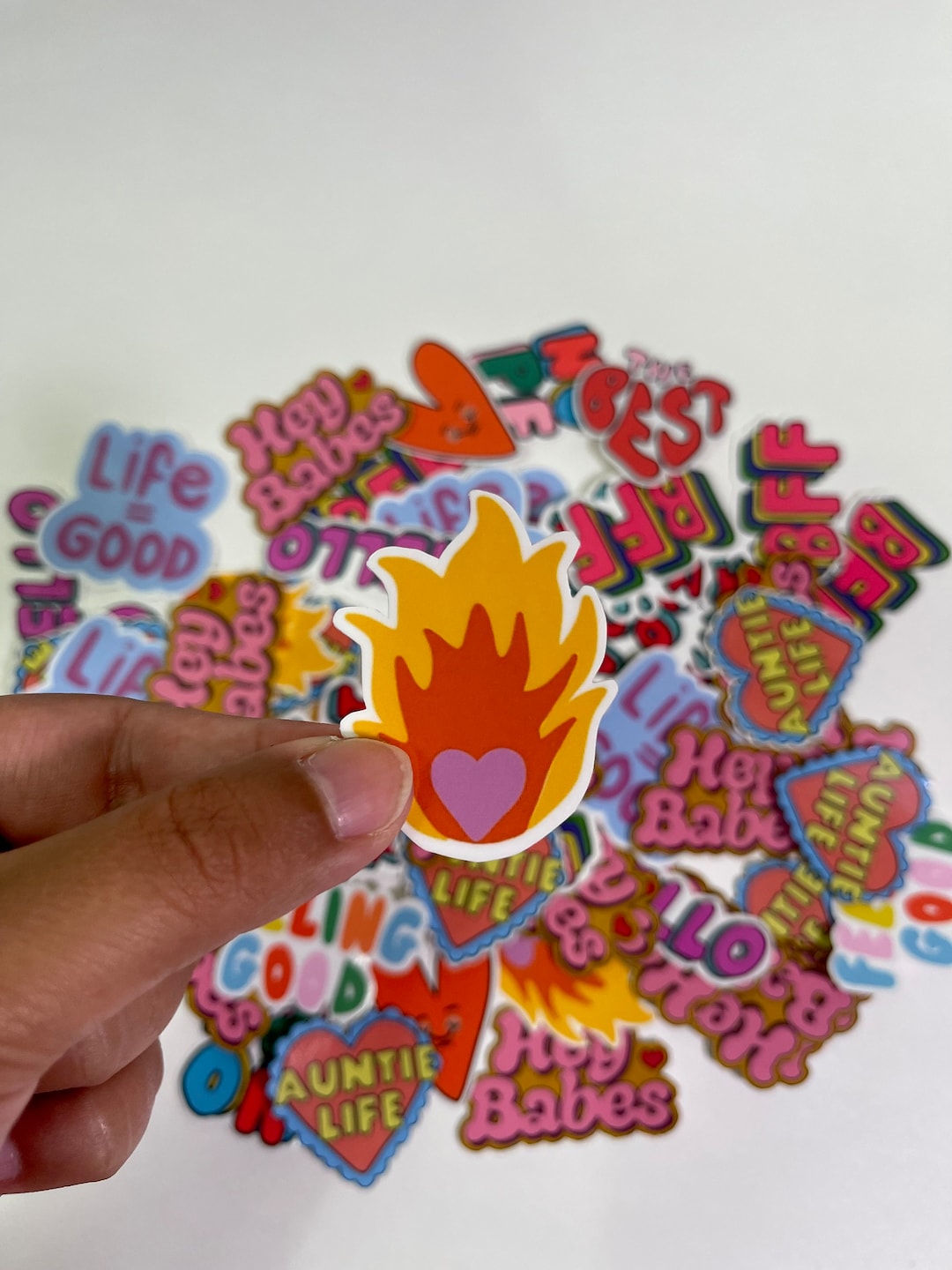 Fire Heart Sticker, Handmade Sticker, Waterproof Sticker, Sticker for ...
