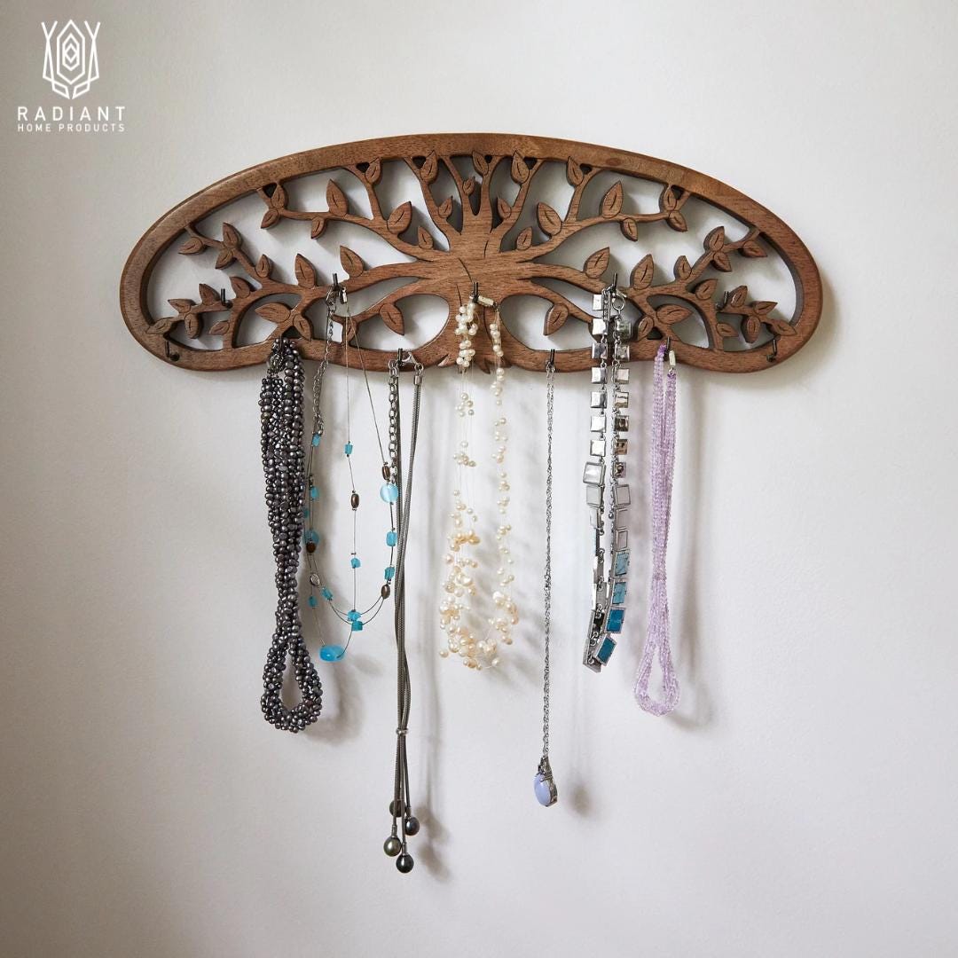 Tree of Life Jewelry Hanger - Wooden Tree Jewelry Holder - Wooden Wall ...