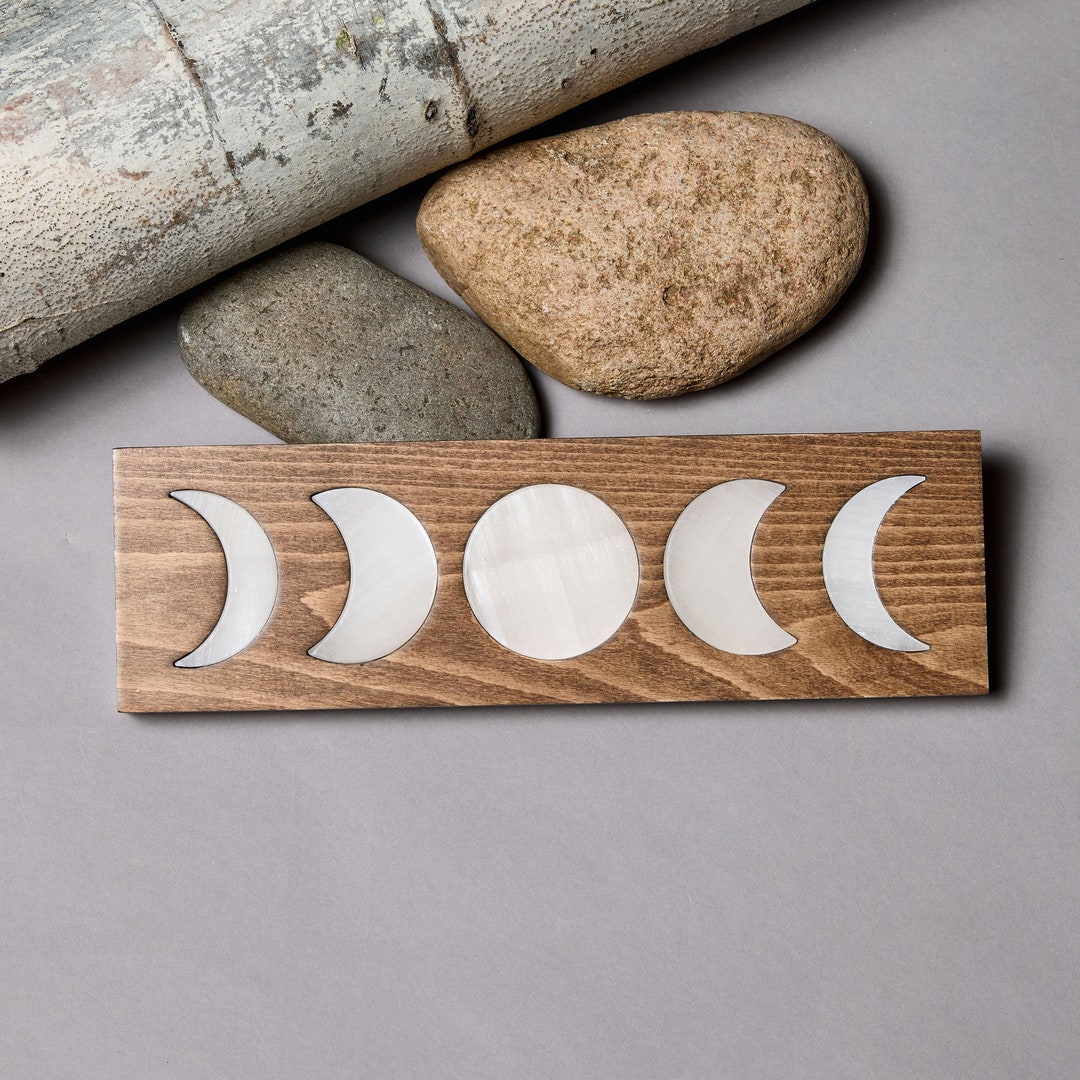 Moon Phases Wall Decor Selenite Moon Selenite Moon Cycle Wall Decor - Etsy