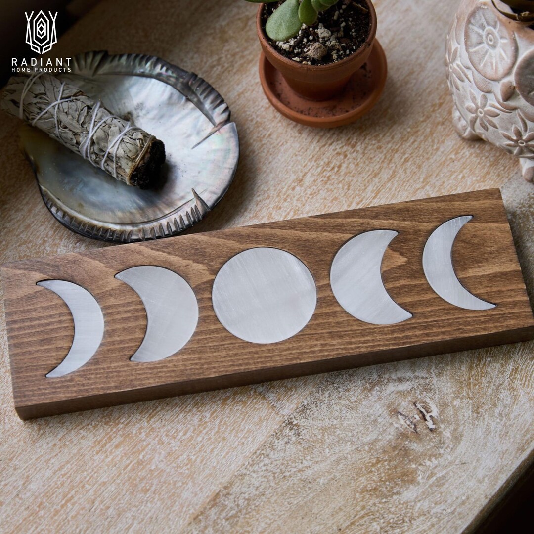 Moon Phases Wall Decor - Selenite Moon - Selenite Moon Cycle Wall Decor ...