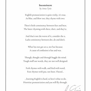 English Pronunciation Poem Digital, Print & Audio, Anna Tyrie, English ...