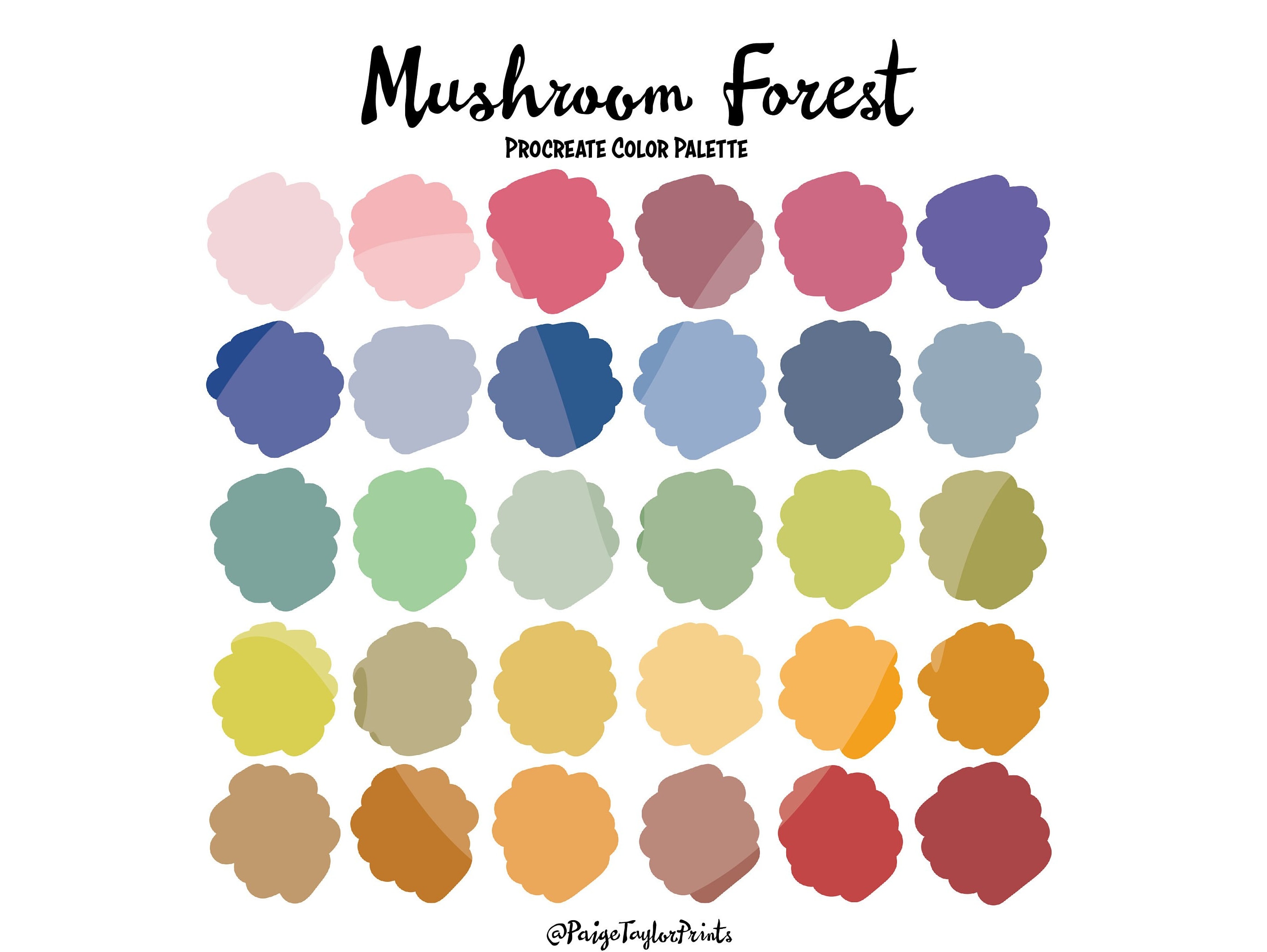 Mushroom Forest Procreate Color Palette, Colorful Palette, Color ...