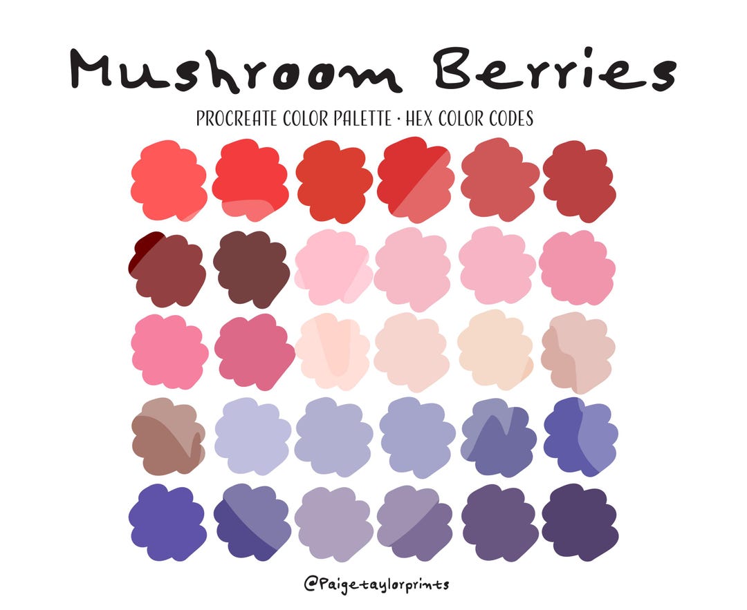 Mushroom Berries Procreate Color Palette, Colorful Palette, Color ...
