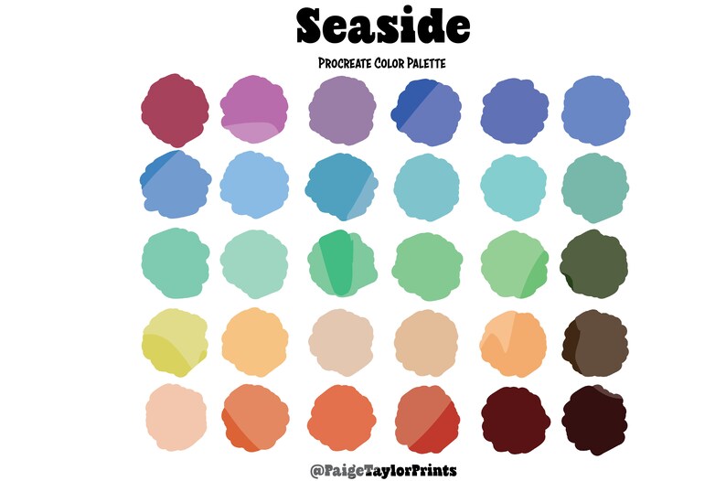 Seaside Procreate Color Palette, Colorful Palette, Color Palette, iPad ...