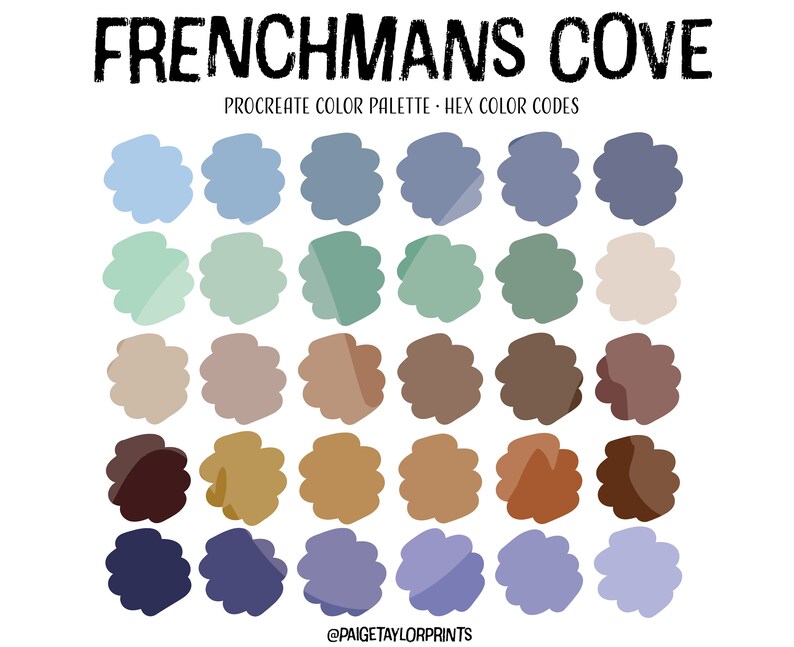 Frenchmans Cove Procreate Color Palette, Colorful Palette, Color ...