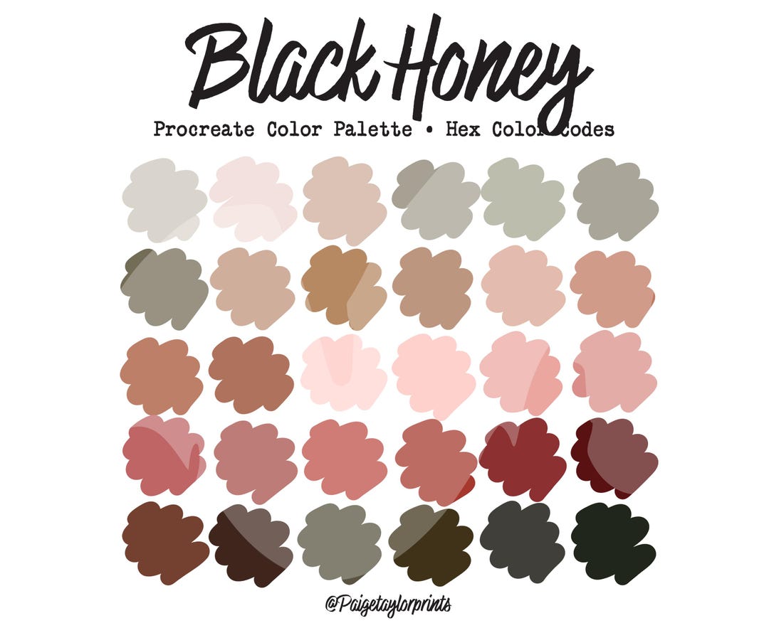 Black Honey Procreate Color Palette, Color Palette, iPad Pro, Procreate ...