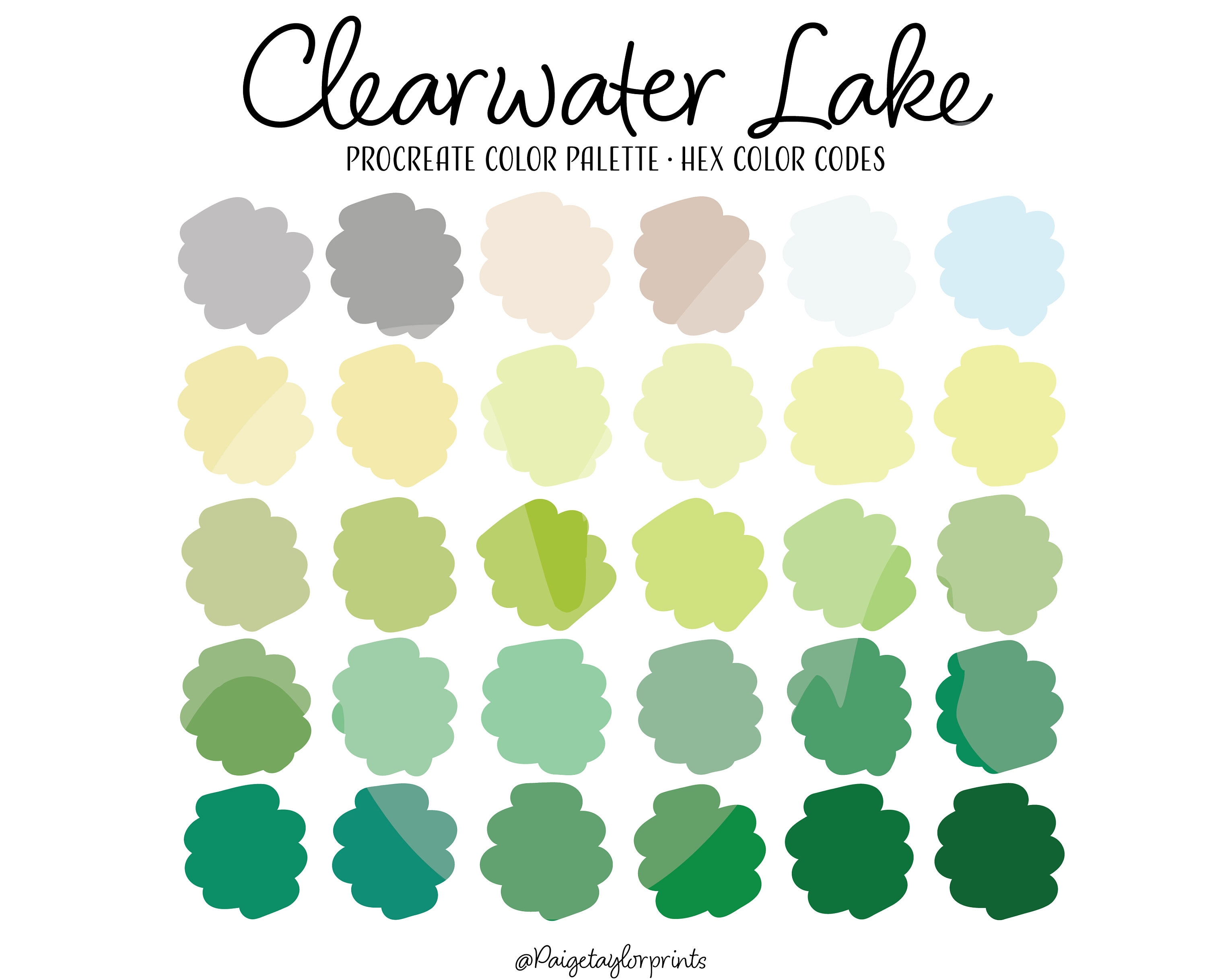 Clearwater Lake Procreate Color Palette, Colorful Palette, Color ...