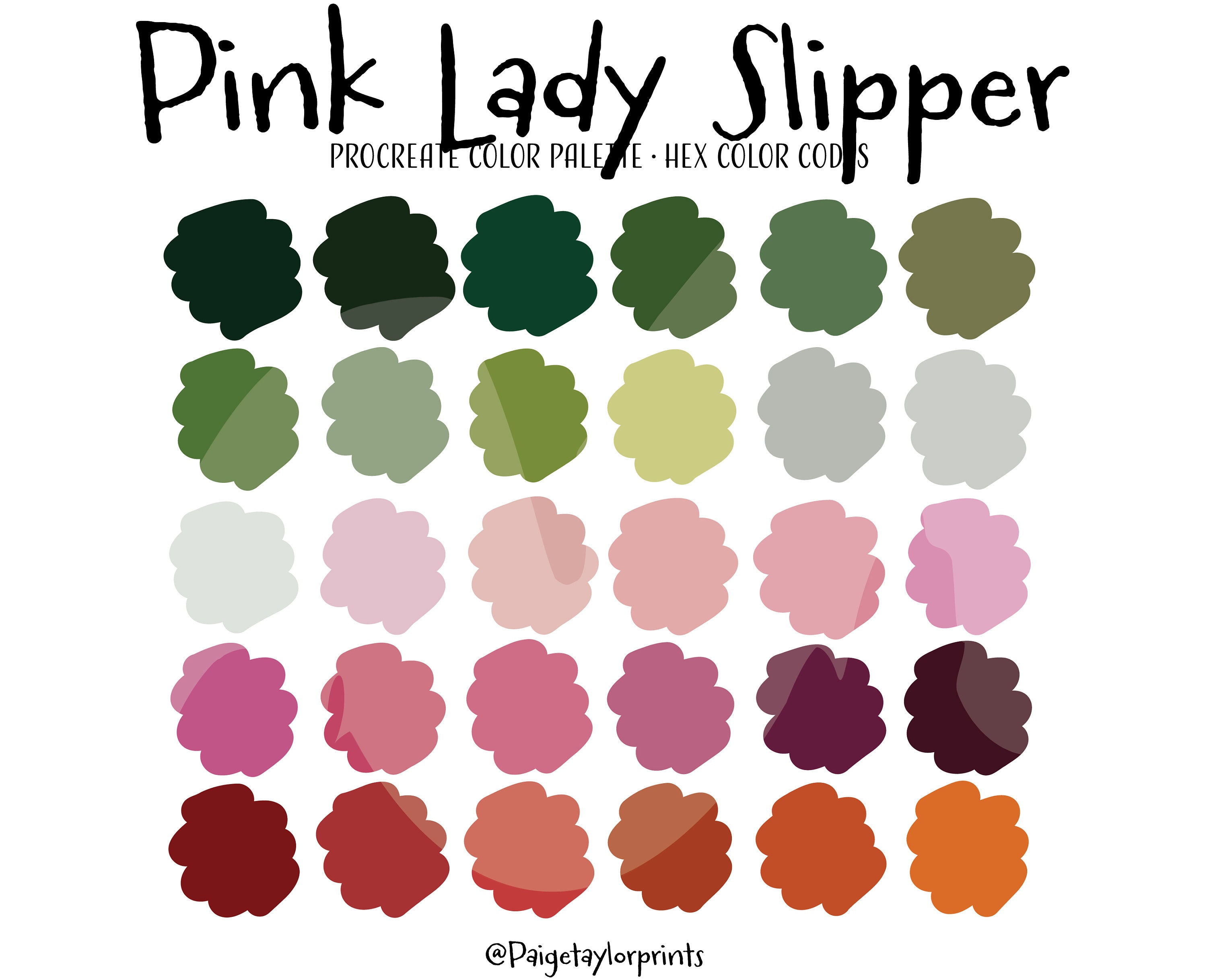 Pink Lady Slipper Procreate Color Palette, Colorful Palette, Color ...