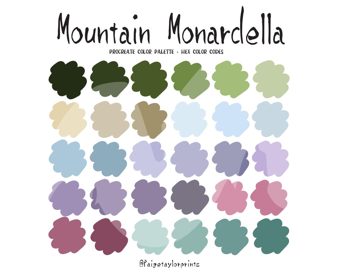 Mountain Monardella Procreate Color Palette, Digital Illustration Color ...