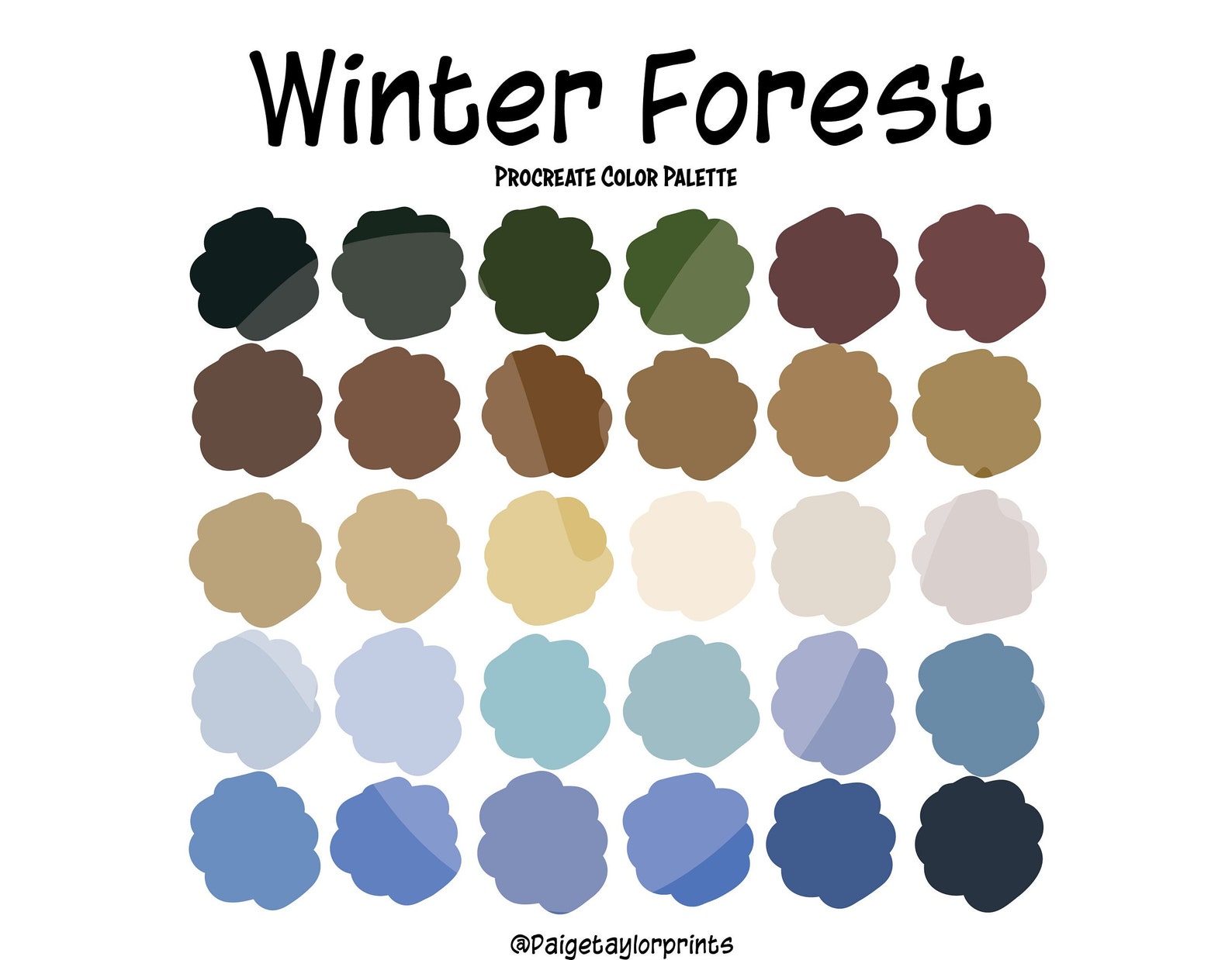 Winter Forest Procreate Color Palette, Colorful Palette, Color Palette ...