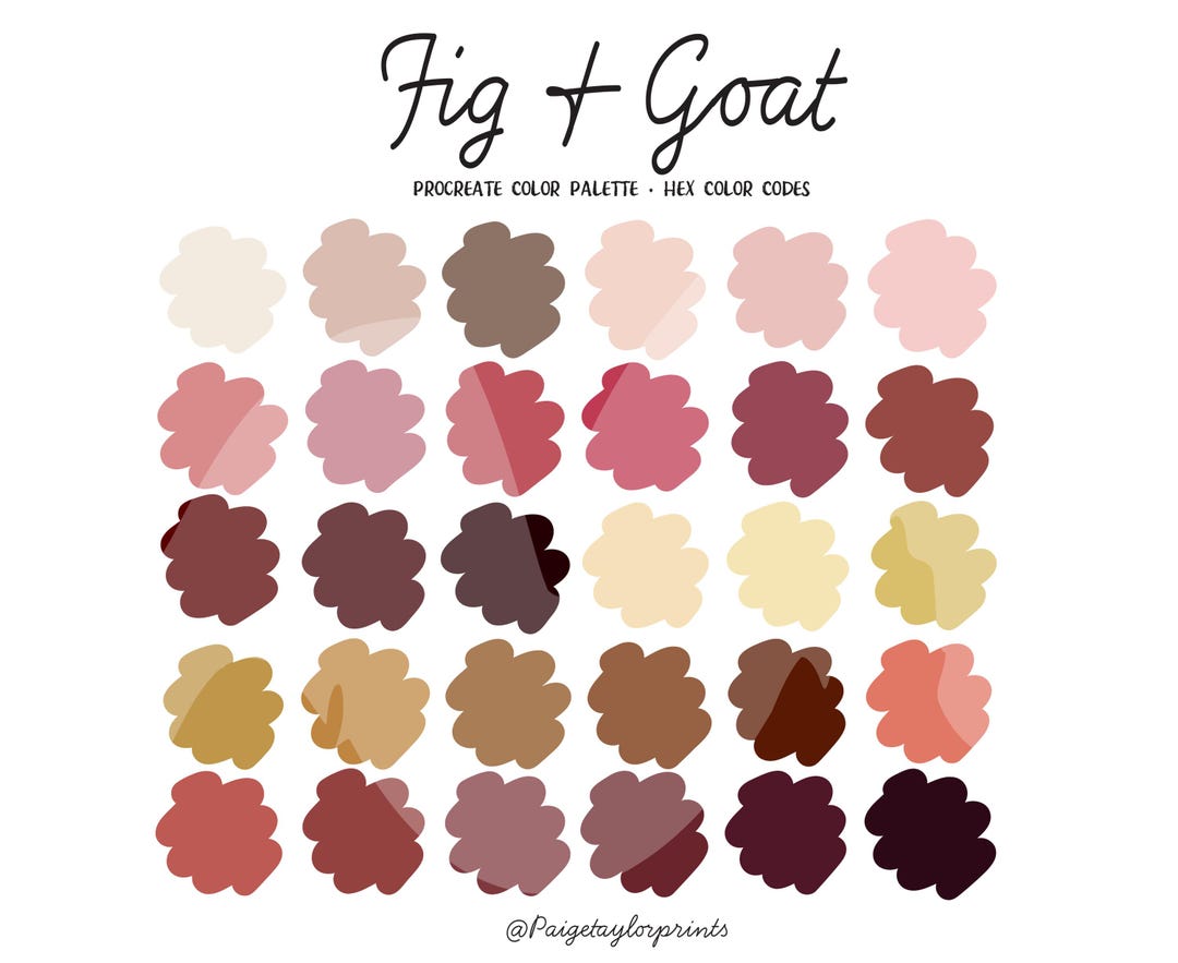 Fig & Goat Colorful Palette, Color Palette, Procreate, Hex Color Codes ...