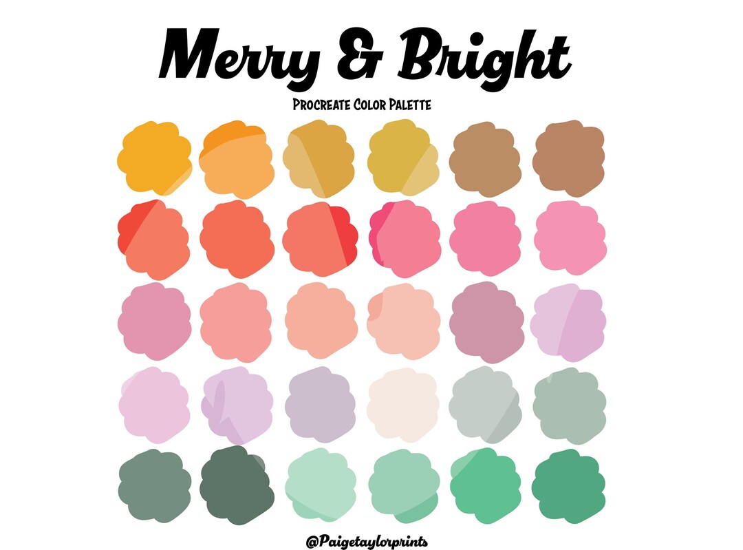 Merry & Bright Procreate Color Palette, Colorful Palette, Color Palette ...