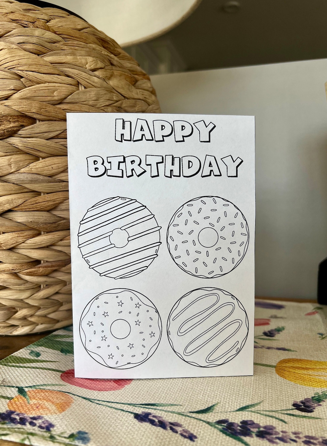 Happy Birthday Printable Coloring Donut Card - Etsy