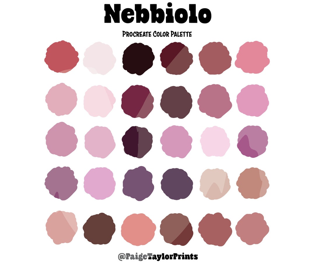 Nebbiolo Procreate Color Palette, Colorful Palette, Color Palette, iPad ...
