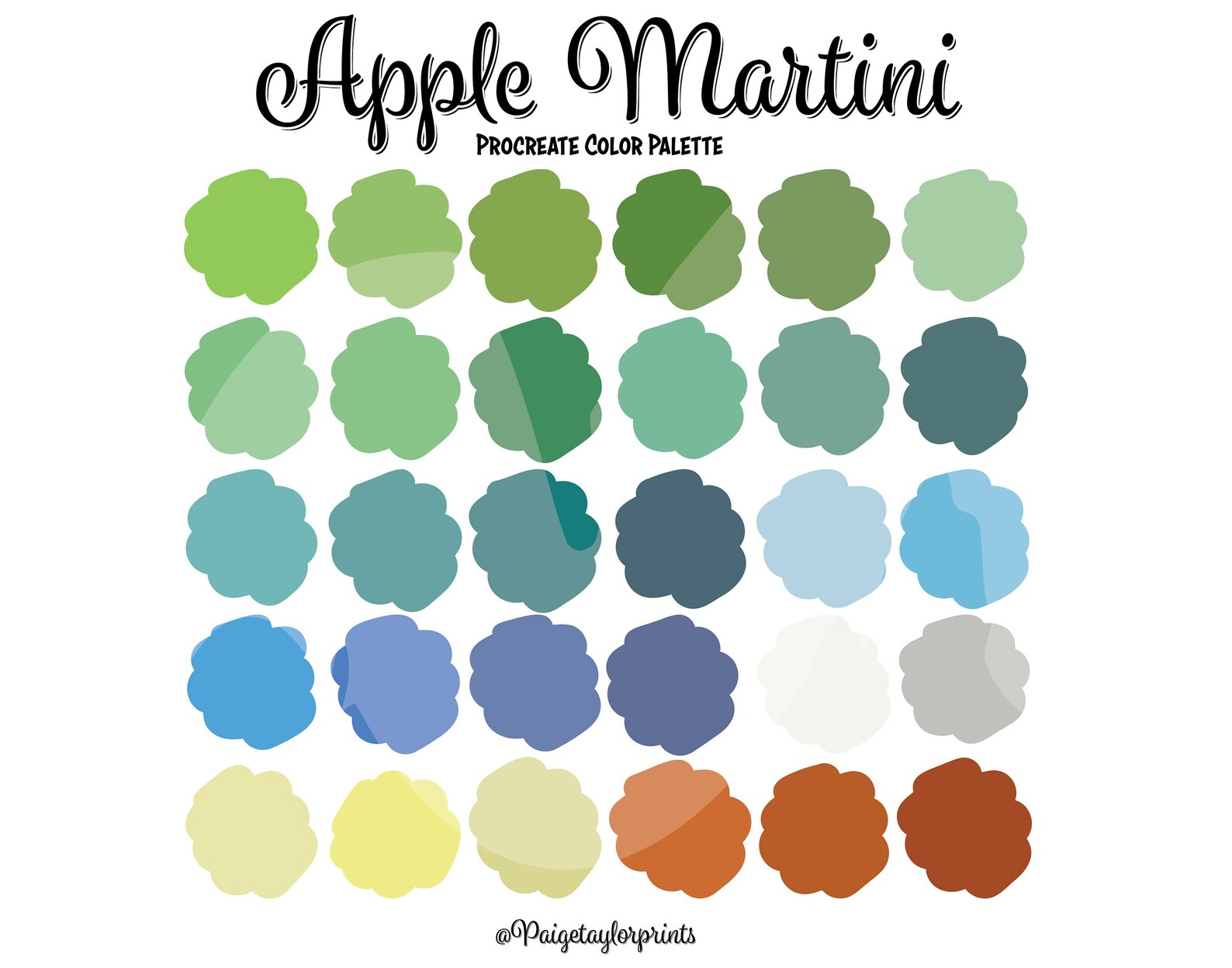 Apple Martini Procreate Color Palette, Colorful Palette, Color Palette ...
