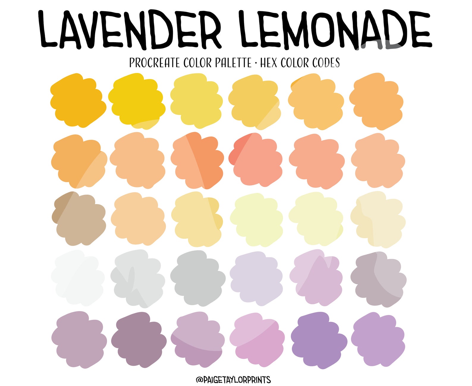 Lavender Lemonade Procreate Color Palette, Colorful Palette, Color ...