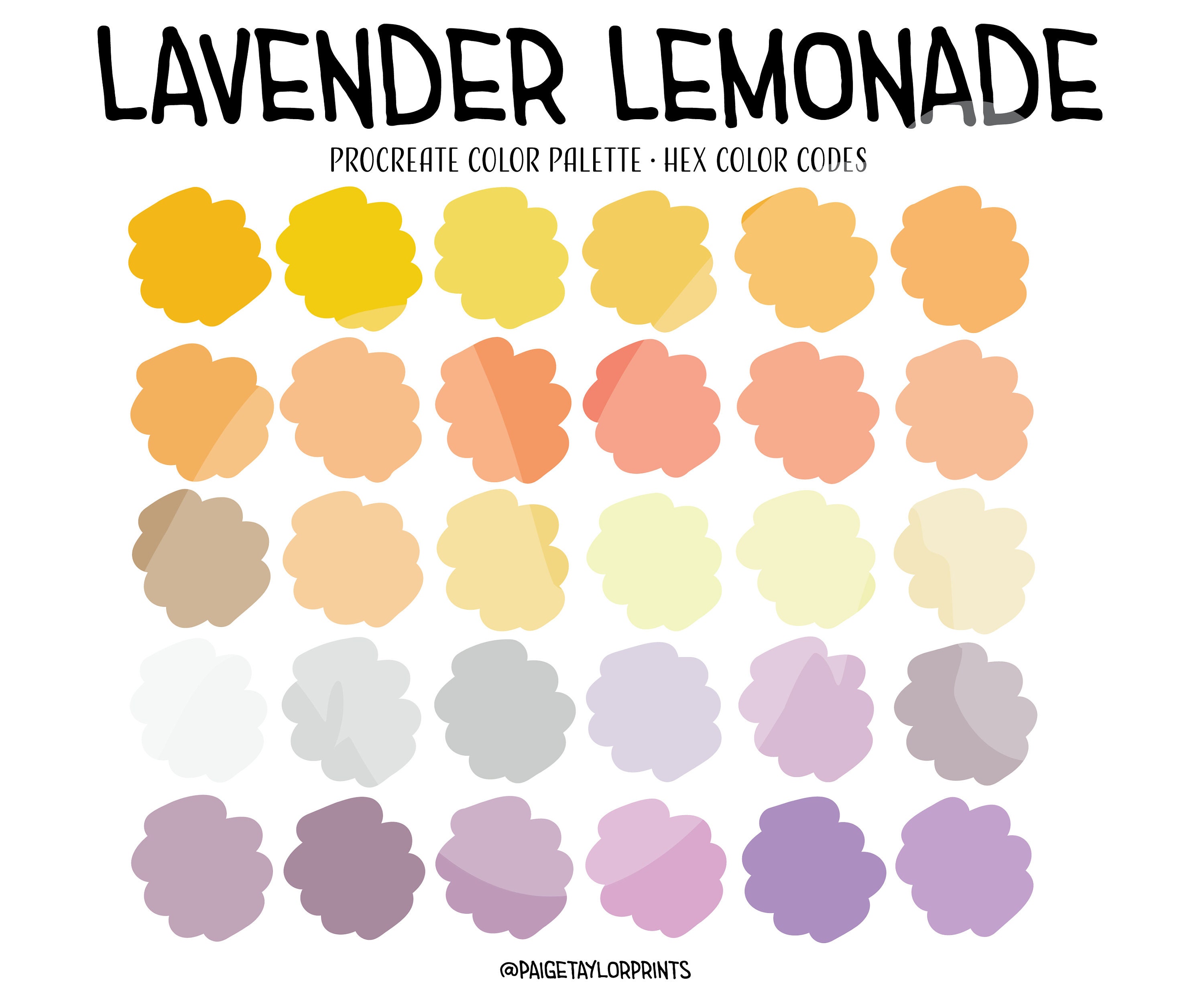 Lavender Lemonade Procreate Color Palette, Colorful Palette, Color ...
