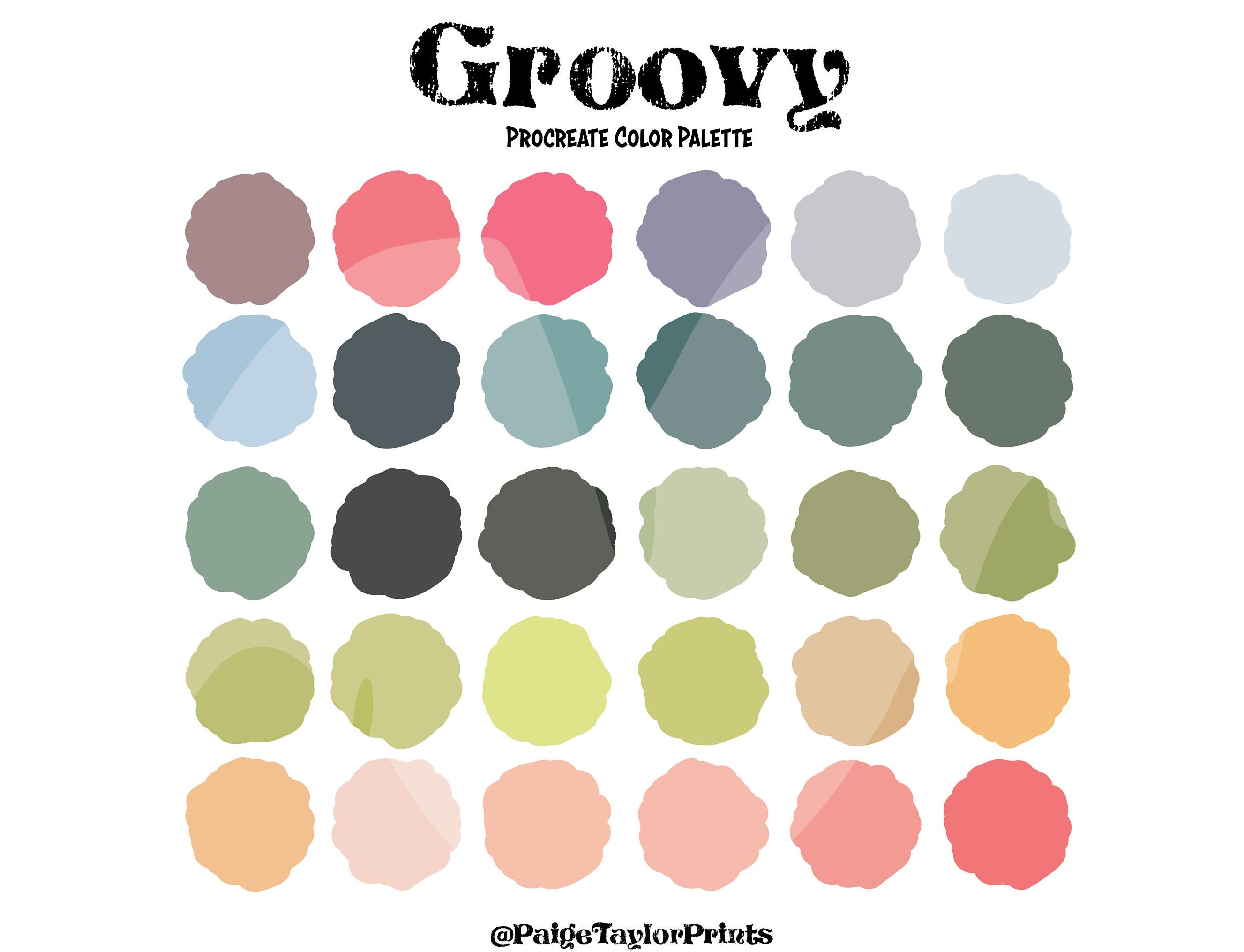 Groovy Procreate Color Palette, Colorful Palette, Color Palette, iPad ...