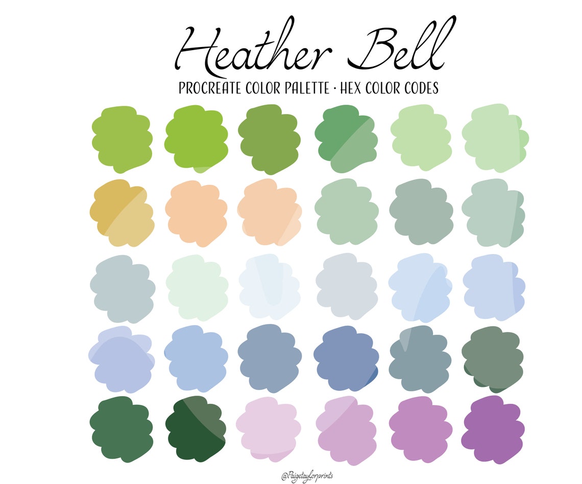 Heather Bells Procreate Color Palette, Colorful Palette, Color Palette ...