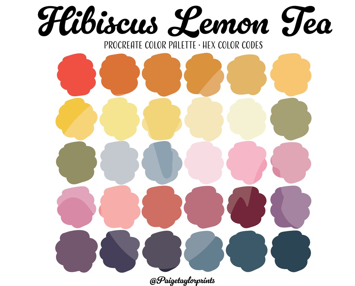 Hibiscus Lemon Tea Procreate Color Palette, Colorful Palette, Color ...