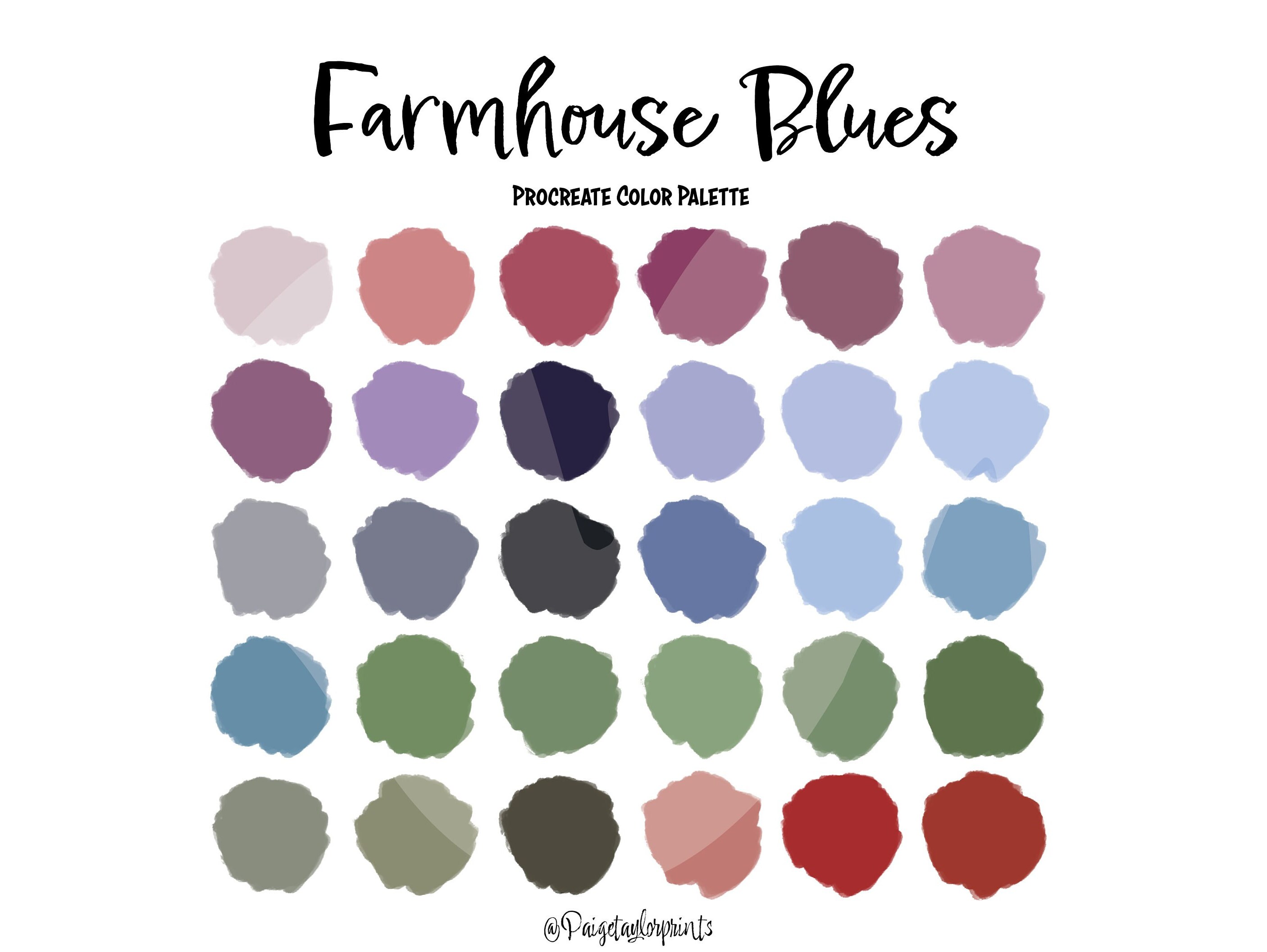 Farmhouse Blues Procreate Color Palette, Colorful Palette, Color ...