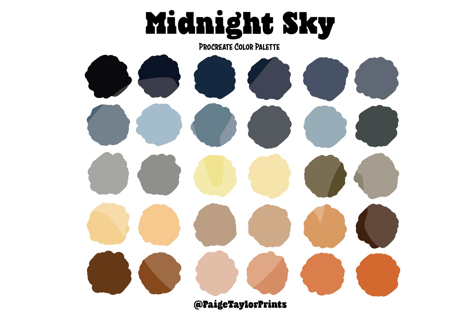 Midnight Sky Procreate Color Palette, Colorful Palette, Color Palette ...