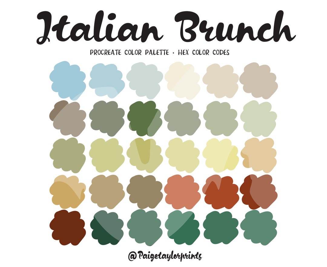 Italian Brunch Procreate Color Palette, Colorful Palette, Color Palette ...