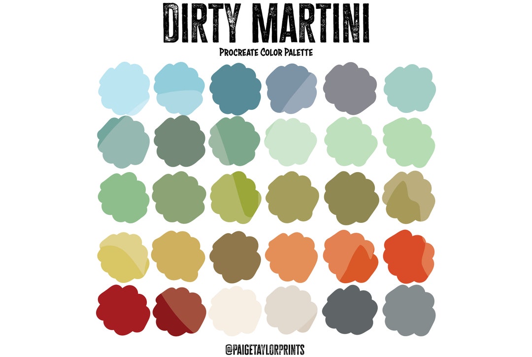 Dirty Martini Procreate Color Palette, Colorful Palette, Color Palette ...
