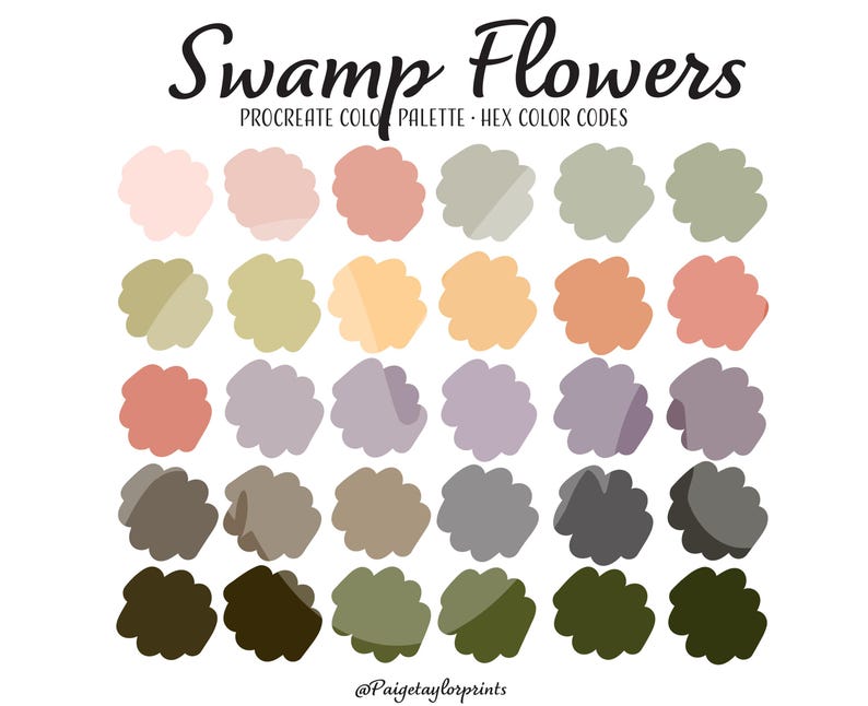 Swamp Flowers Procreate Color Palette, Colorful Palette, Color Palette ...