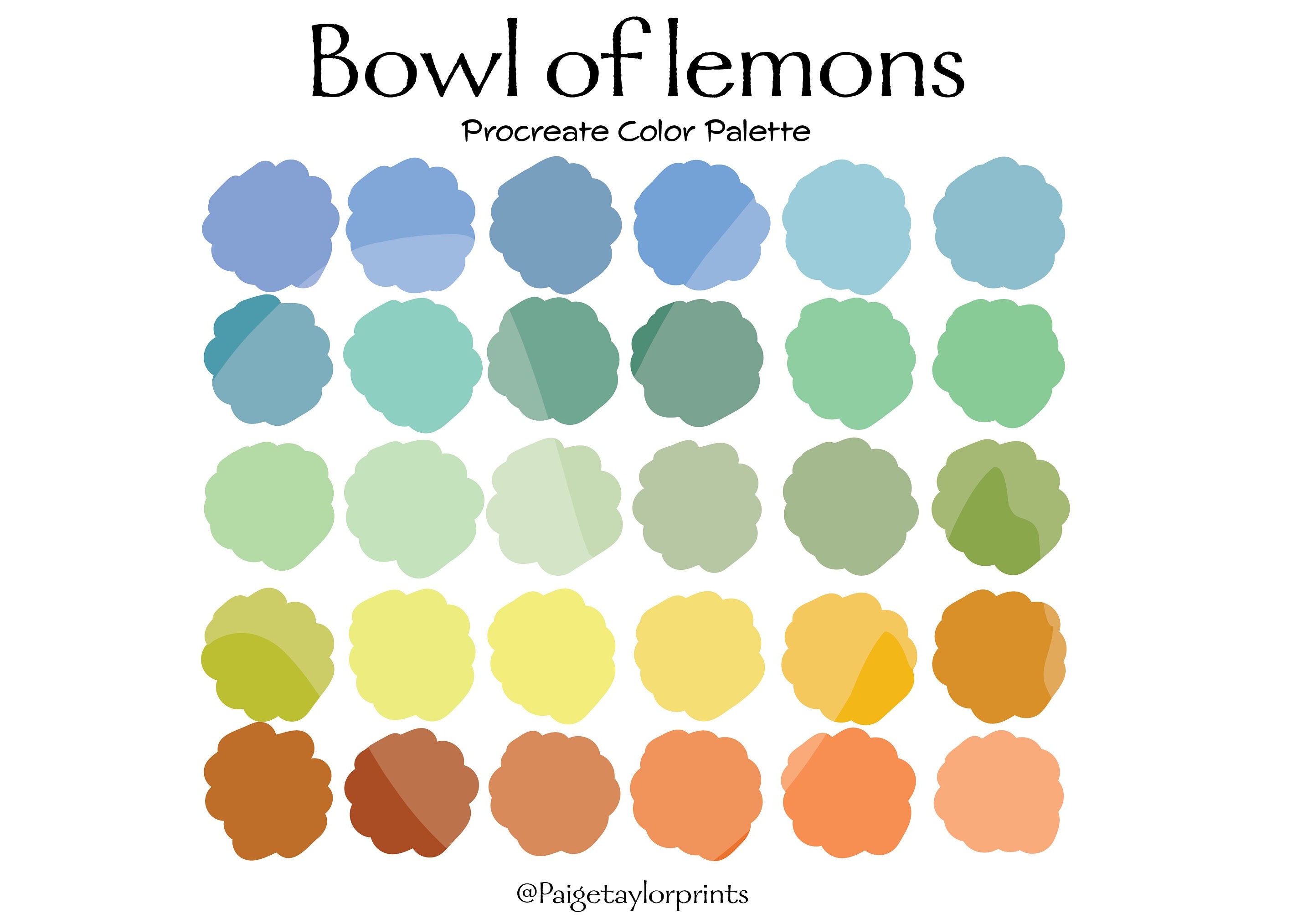 Lemon Bowl Procreate Color Palette, Colorful Palette, Color Palette ...